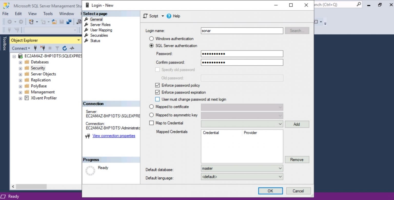 How to install SQL Server database for SonarQube