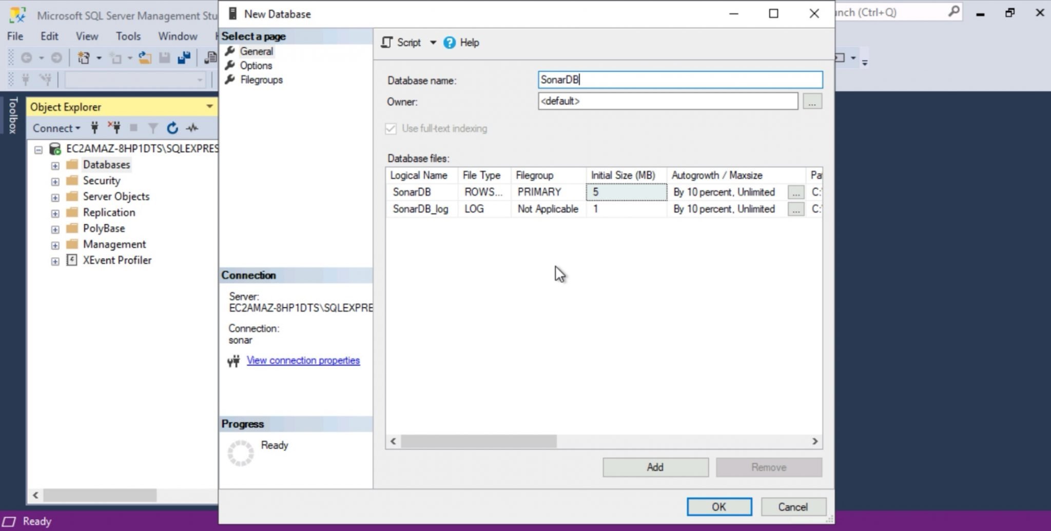 How to install SQL Server database for SonarQube